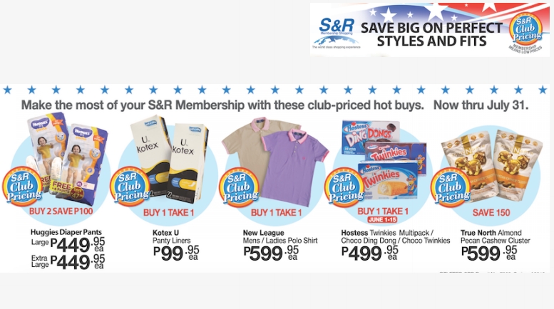 Sale items at SnR Membership Shopping for the month of July - Mommy Levy